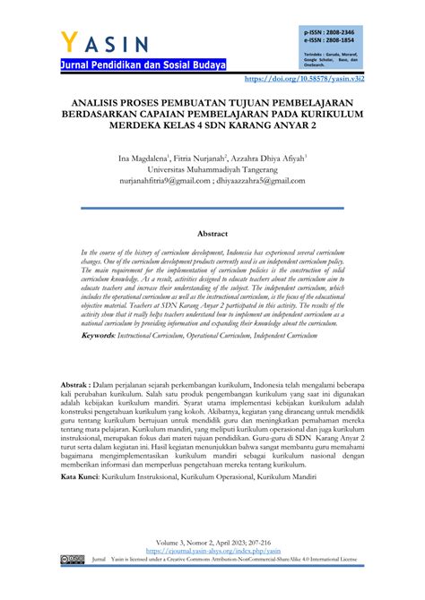 PDF Analisis Proses Pembuatan Tujuan Pembelajaran Berdasarkan Capaian