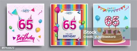 벡터 집합의 생일 초대장 인사말 카드 디자인 색종이와 풍선 생일 케이크 생일 축 하 파티에 대 한 다채로운 벡터 템플릿 요소 생일에 대한 스톡 벡터 아트 및 기타 이미지