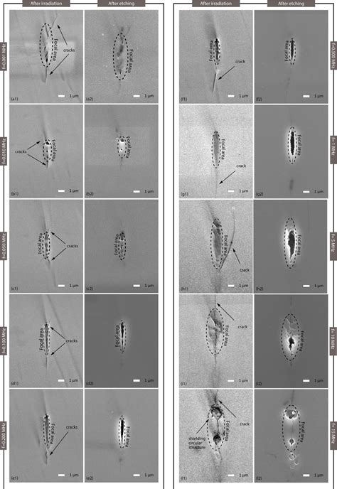 Sem Micrographs Of Cross Sections After Irradiation Of Lines And After
