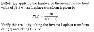 Solved By Applying The Final Value Theorem Find The Final Chegg