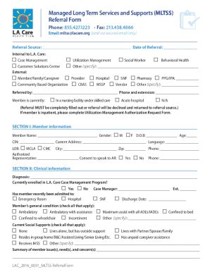 Fillable Online Managed Long Term Services And Support Referral Form