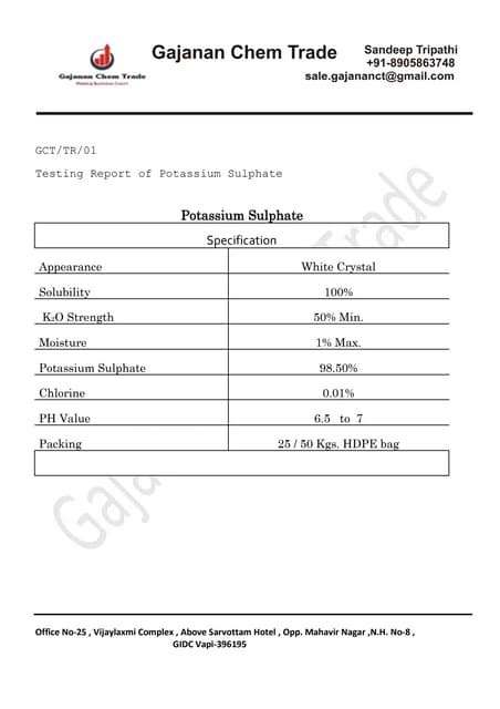 Potassium Sulphate Tg Pdf