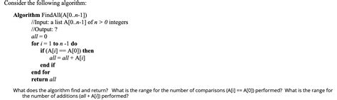 Solved Consider The Following Algorithm Algorithm Chegg