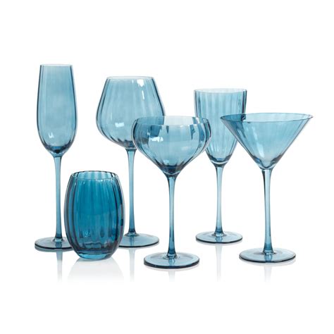 Madeleine Optic Glassware Collection Blue Azure