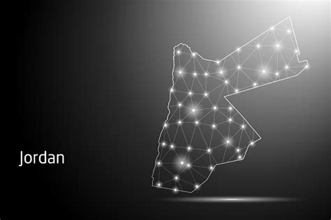 추상 매시 라인과 포인트 스케일 요르단지도와 함께 어두운 그라디언트 배경 3d 메쉬 폴리곤 네트워크 연결 0명에 대한 스톡 벡터 아트 및 기타 이미지 Istock