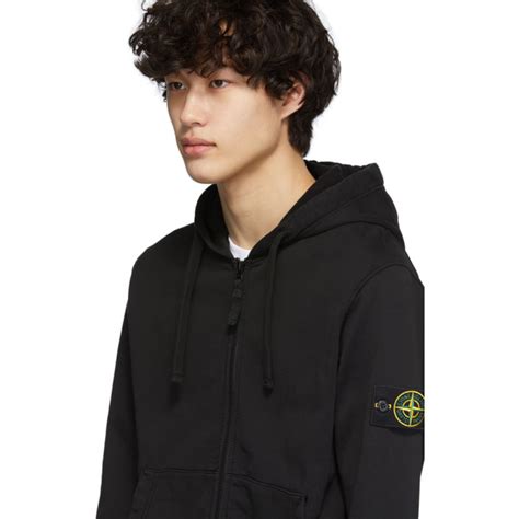 Stone Island Black Zip Up Hoodie Stone Island
