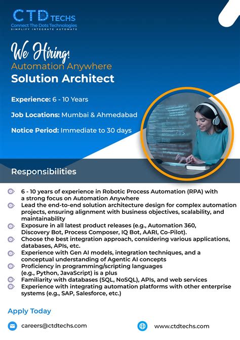 Ctd Techs Pvt Ltd On Linkedin Automationcareers Solutionarchitect Rpacareers