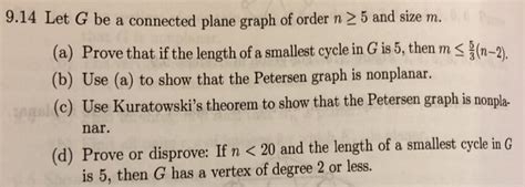 solved 9 14 let g be a connected plane graph of order n 2 5