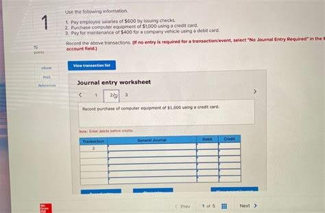 Solved 1 Use The Following Information 1 Pay Employee