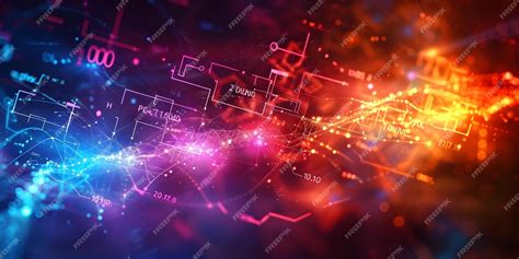 Abstract Background With Glowing Numbers And Mathematical Symbols For Physics Equations Concept