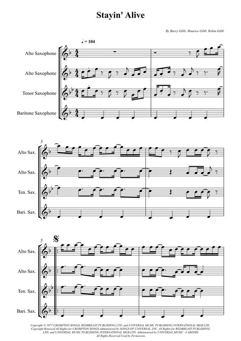 Stayin Alive Arr Wesley S Silva By N Trance Sheet Music For