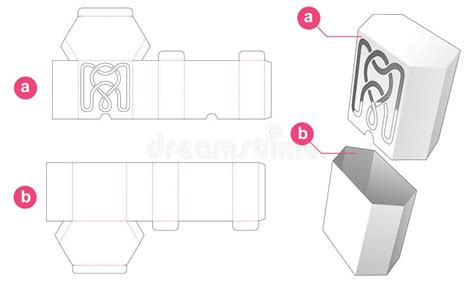 在封模切模板上具有曼达拉网模板的六角形盒 向量例证 插画 包括有 盖子 背包 礼品 对象 设计 217594709