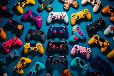 Premium Photo High Angle Gaming Controllers Arrangement