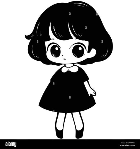 Simple Female Vector Cute Chibi Fashionable Flat Vector Stock Vector