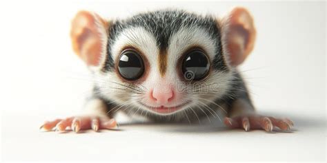 Cute Small Primate With Large Eyes Explores A Bright Surface During The Afternoon Stock