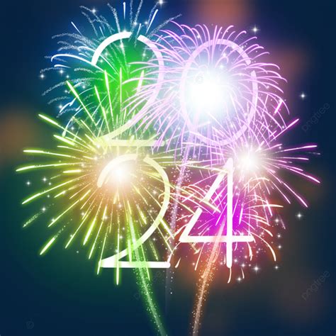 2024 Chinese New Year Text Colorful Fireworks Two Thousand And Twenty