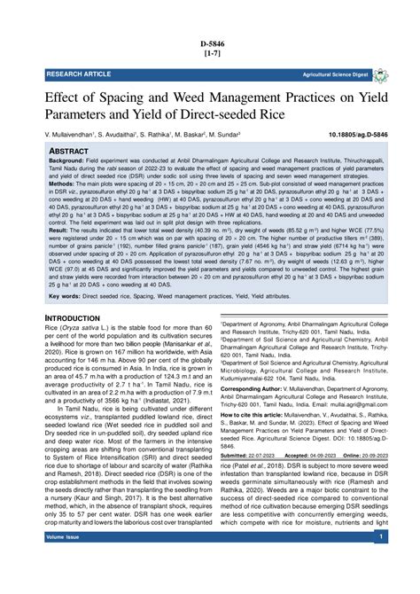 Pdf Effect Of Spacing And Weed Management Practices On Yield