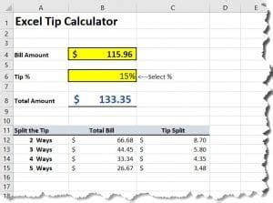 Tip Calculator Template In Excel Download Template Excelbuddy Com