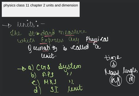 Physics Class 11 Chapter 2 Units And Dimension Filo