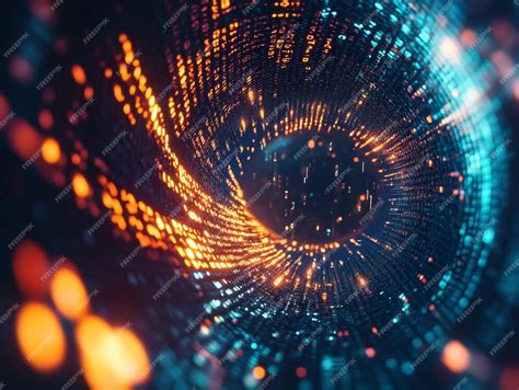 A Cybersecurity Theme Swirling Vortex Of Binary Code And Digital Particles Premium Ai