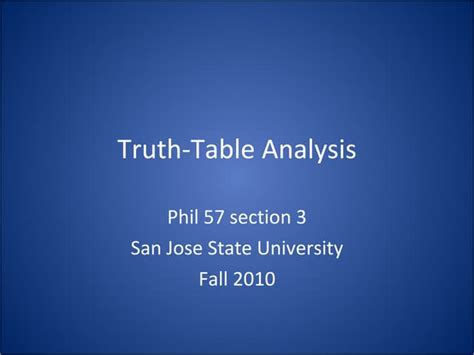 Truth Table Analysis Ppt