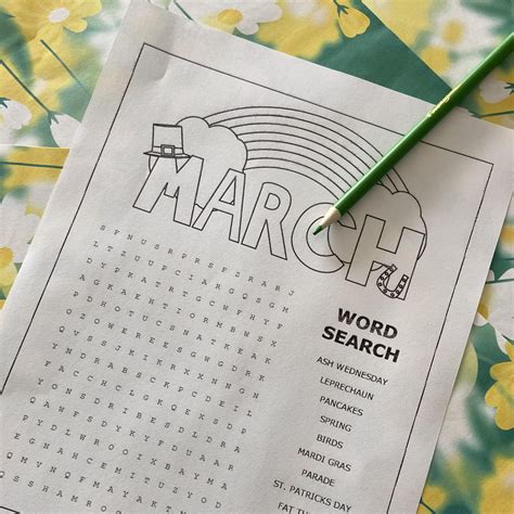 Printable March Word Search Worksheets Library