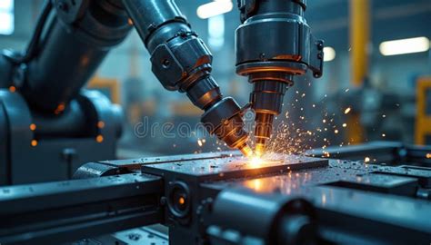 Robotic Arm Welding Metal With Precision Generates Sparks Automated