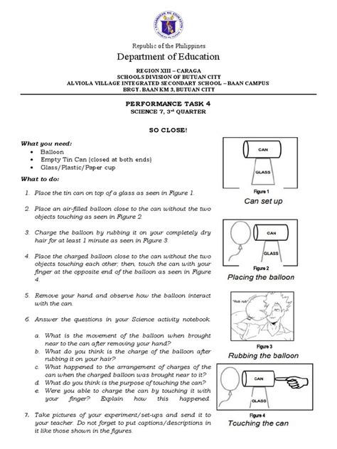 Science 7 Performance Task 4 3rd Quarter Pdf
