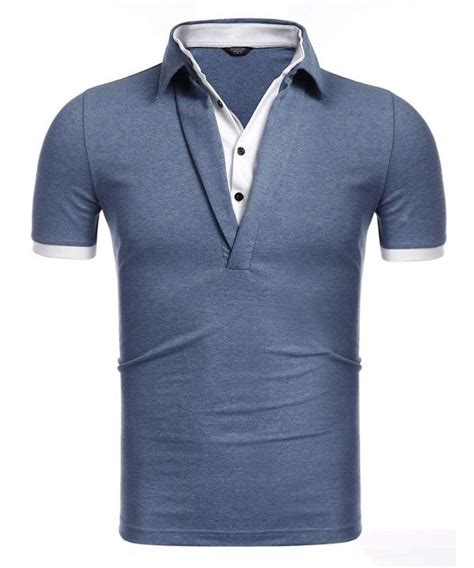Men S Polo Shirts Casual Slim Fit V Neck Long Sleeve T Shirt Pullover