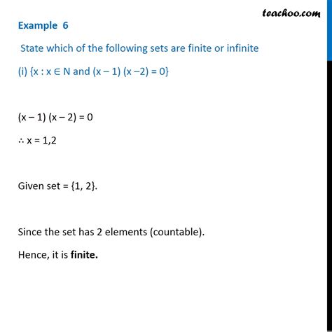 Example 6 State Which Sets Are Finite Or Infinite X X N And