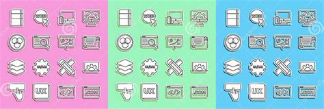 Set Line Ui Or Ux Design Web Development Monitor And Mobile Rgb Cmyk Color Mixing Sketchbook