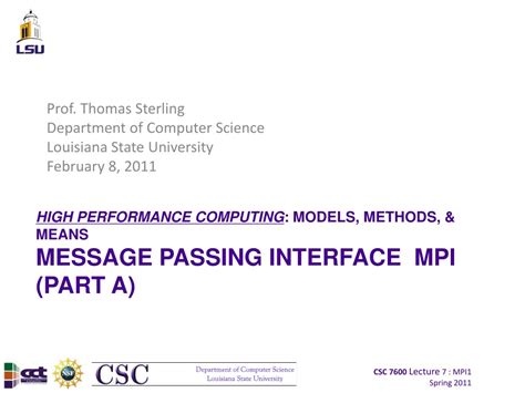 Ppt High Performance Computing Models Methods And Means Message