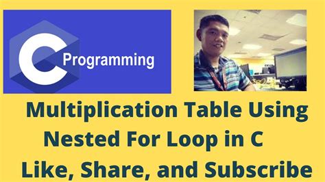 Multiplication Table Using Nested For Loop In C Youtube
