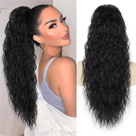 Amazon Chrshn Ponytail Extension Black Drawstring Ponytail Extension Long Curly Ponytail