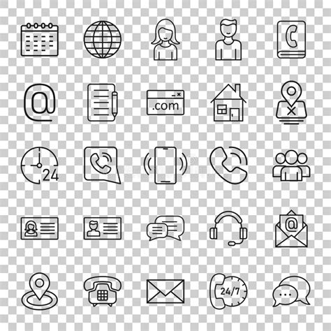 Flat Communication Support Icon Set Stock Illustrations Flat