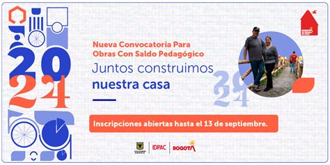 El IDPAC Abre Nueva Convocatoria Para Obras Con Saldo Pedagógico Juntos