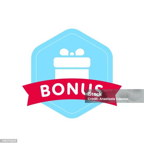 보너스 메시지 기호입니다 벡터 현대 컬러 그림입니다 흰색 배경에 분리된 선물 상자가 있는 빨간 리본에 단어가 있는 마름모꼴