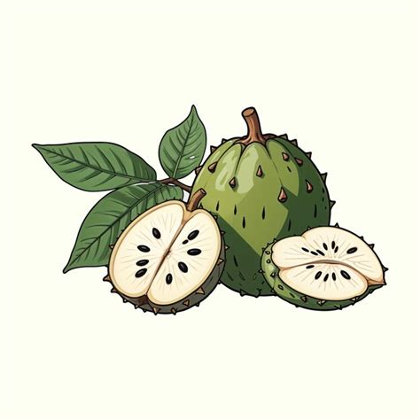 Soursop Fruit Cartoon Vector Icon Illustration Premium Vector Premium