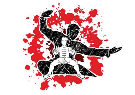 Combattente Di Kung Fu Fumetto Di Posa Di Azione Di Arti Marziali