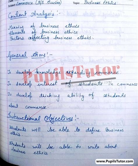 Business Ethics Lesson Plan For B Ed Deled And School Teachers