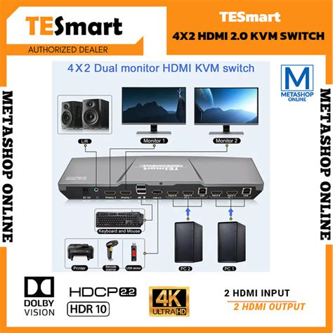 Jual Tesmart Hdmi 20 Kvm Switch 4x2 2 Input 2 Output 4k60hz Usb