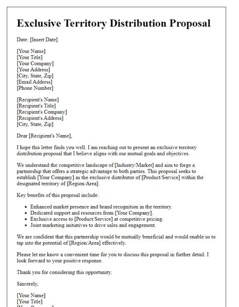 Letter Template For Exclusive Distribution Proposal Free Samples In Pdf Letterin