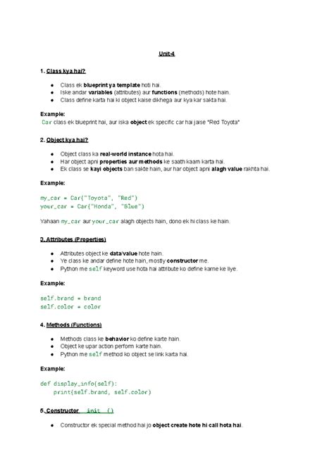 Mca 4 Object Oriented Programming Concepts In Python Studocu