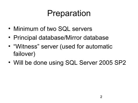 Sql Database Mirroring Setup Ppt