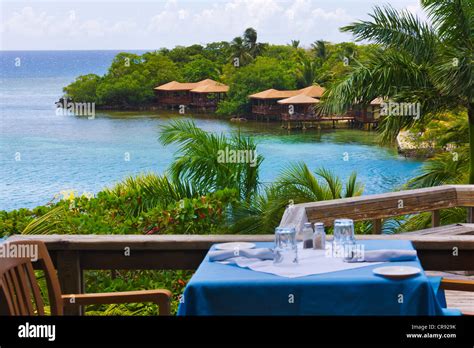 Resort On The Water Roatan Island Honduras Stock Photo Alamy