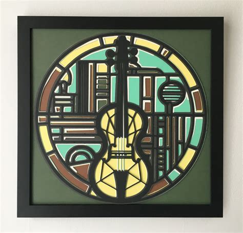 Violin Music Themed Stained Glass Svg Wall Art Multi Layer Cut File