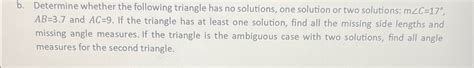 Solved B Determine Whether The Following Triangle Has No Chegg