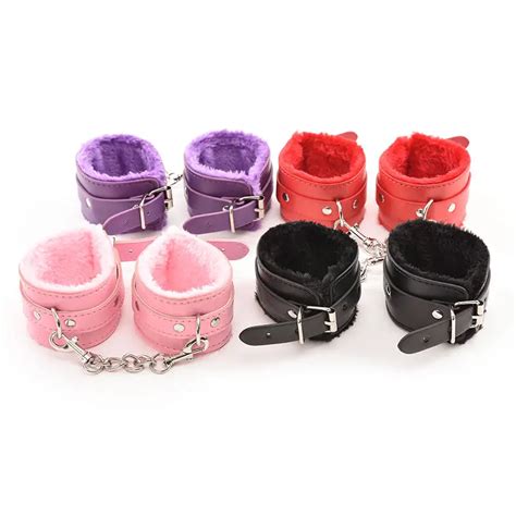 1pair Pu Leather Handcuffs Fetish Bondage Restraints Wrist Hand Cuffs