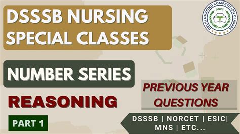 Dsssb 2024 Reasoning Number Series 3 Dsssb Nursing Officer