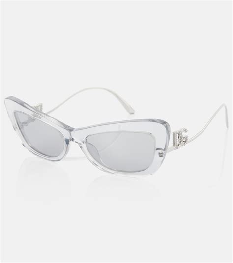 Dg Embellished Cat Eye Sunglasses In Grey Dolce Gabbana Mytheresa